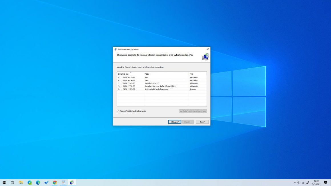 Ako vytvoriť bod obnovenia vo Windows 10? - Starý Windowsák